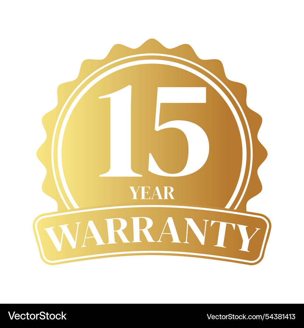 15 year warranty logo Royalty Free Vector Image