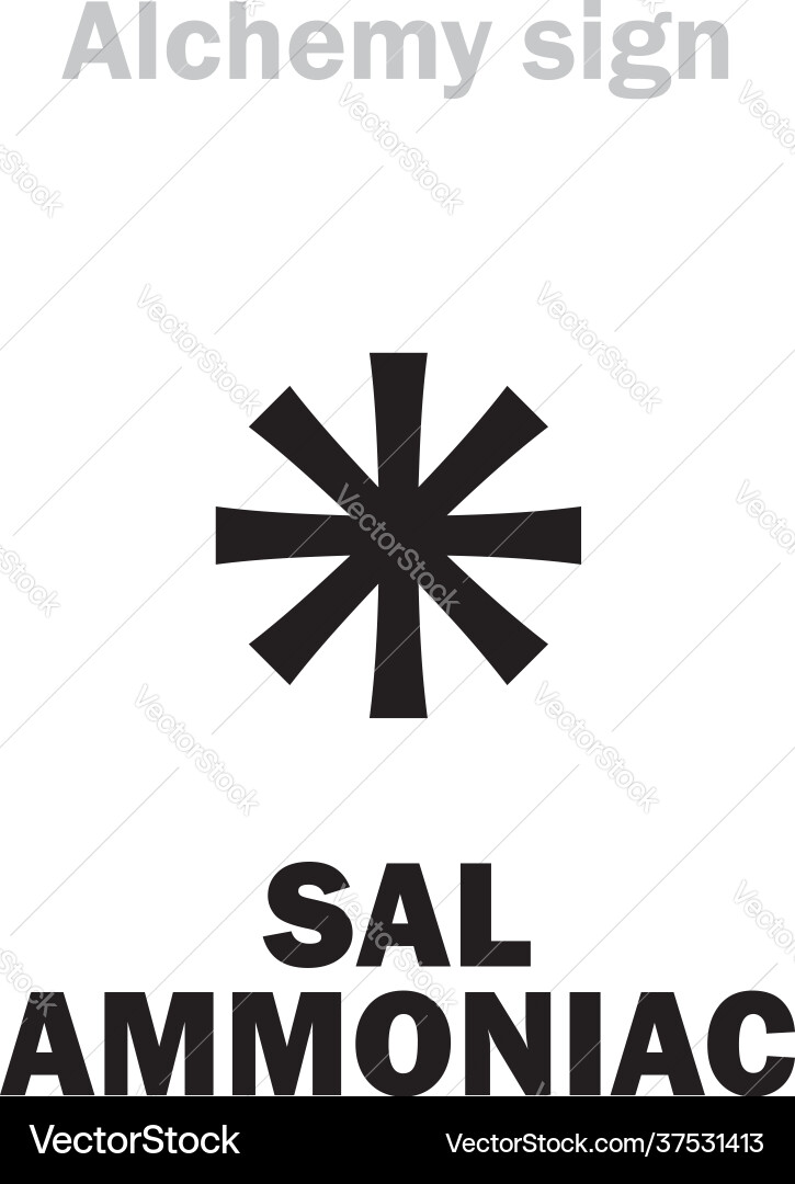 Alchemy sal-ammoniac salmiac Royalty Free Vector Image