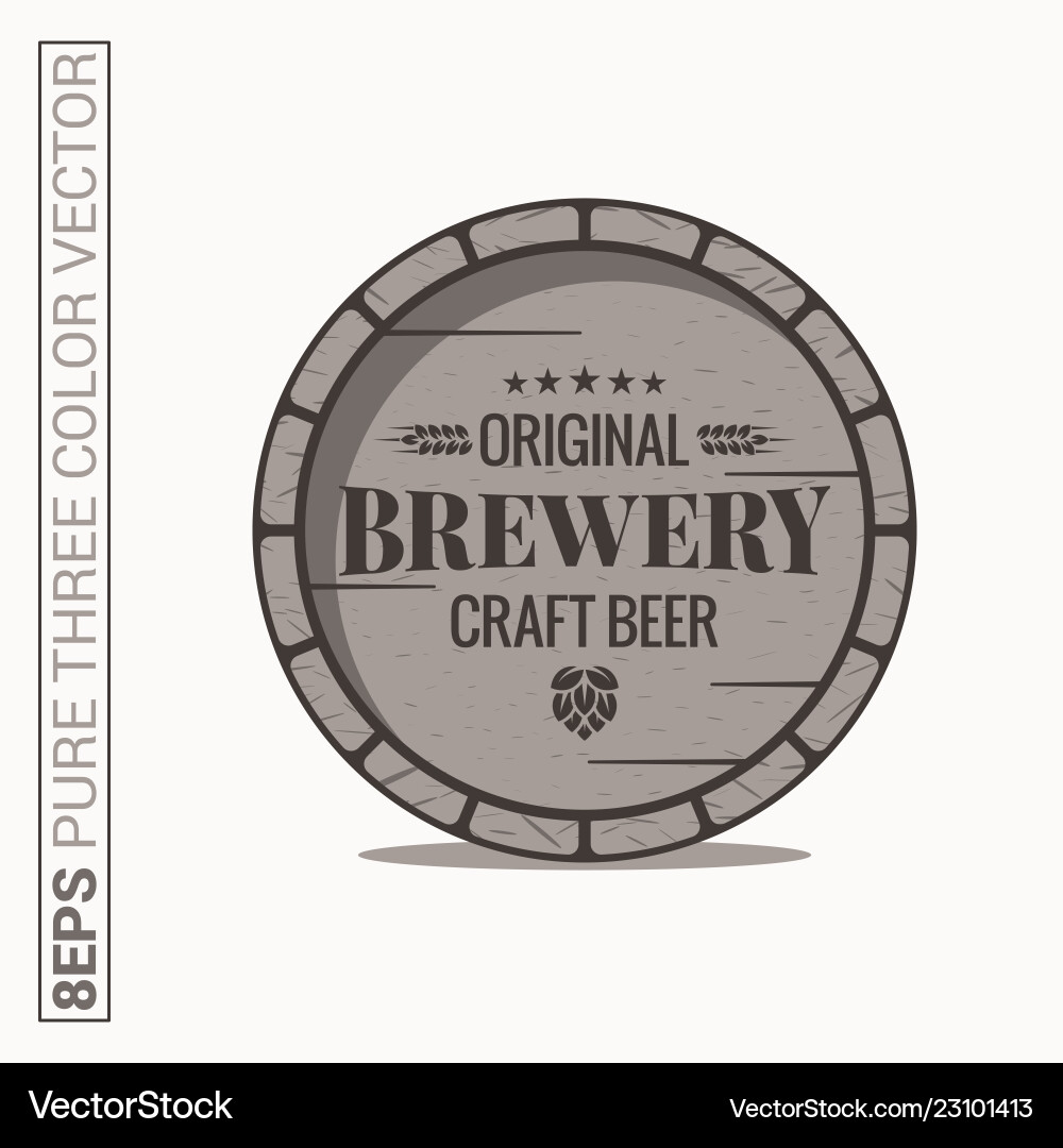 Beer barrel logo brewery craft label Royalty Free Vector