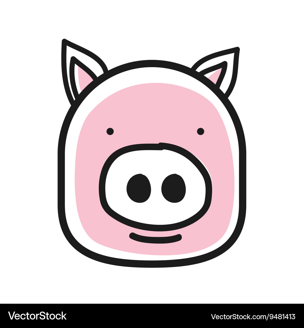 Cartoon Tierkopf Ikone Schwein Gesicht Avatar Vektorbild