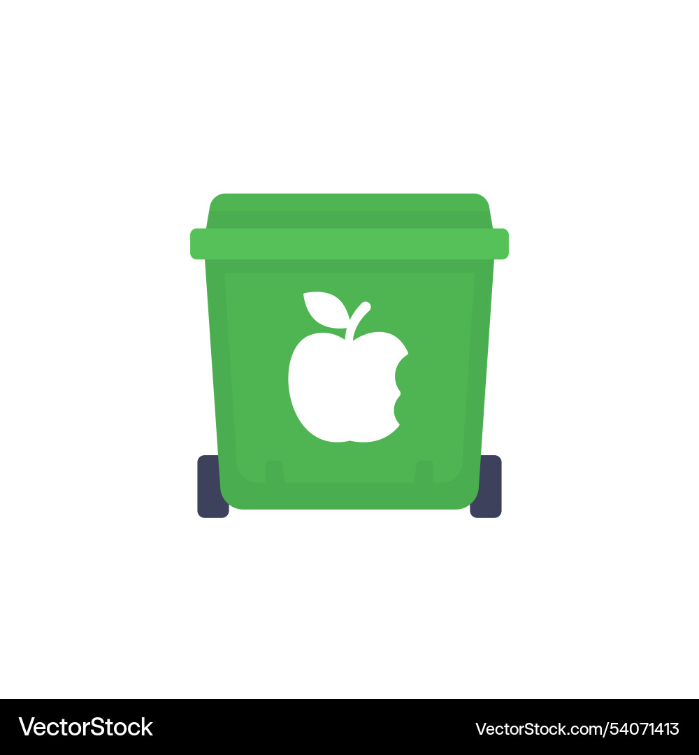 Food waste icon green trash container Royalty Free Vector