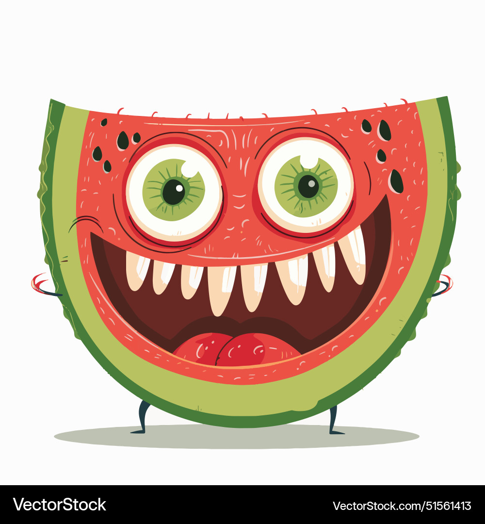 Toothy grin watermelon monster fun summer fruit Vector Image