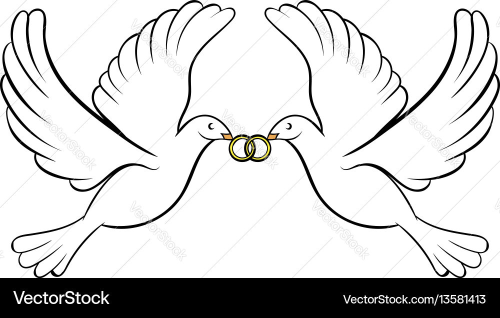 Wedding two doves icon cartoon Royalty Free Vector Image