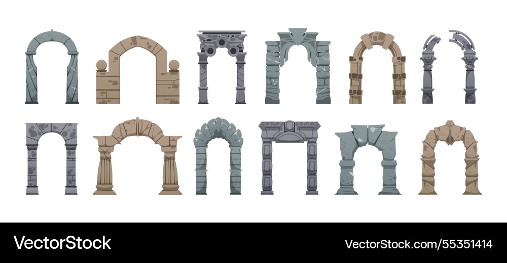 Castle stone arch ancient roman gate architecture Vector Image