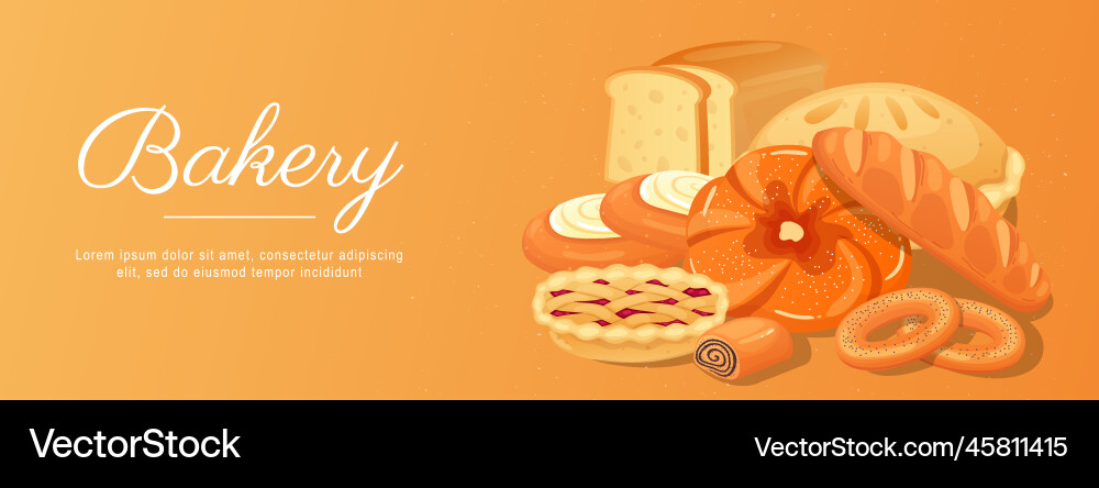 Bakery horizontal web banner Royalty Free Vector Image