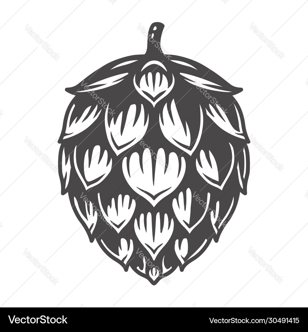 Black and White Hop Seed Emblem Royalty Free Vector Image