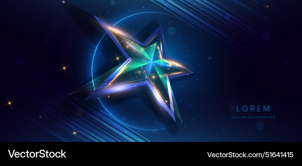 Blue star glowing neon with curved light Vector Image