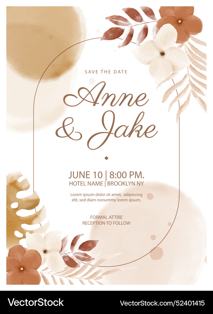 Boho wedding invitation template Royalty Free Vector Image