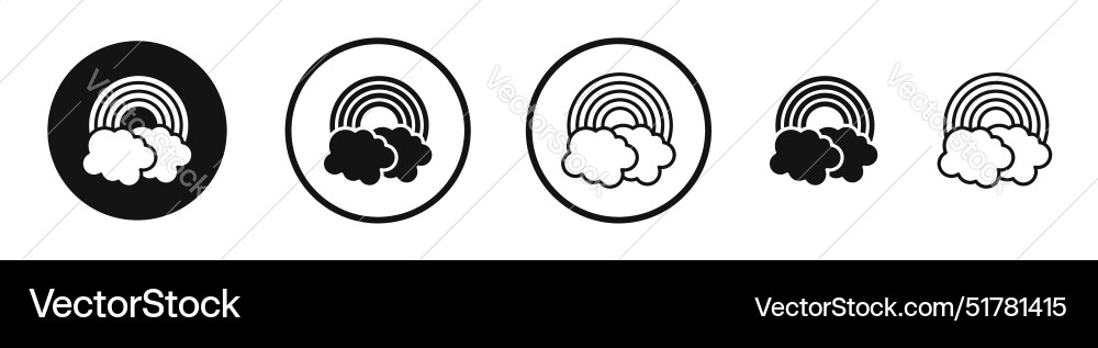 Cloud rainbow icon set symbol in black Royalty Free Vector