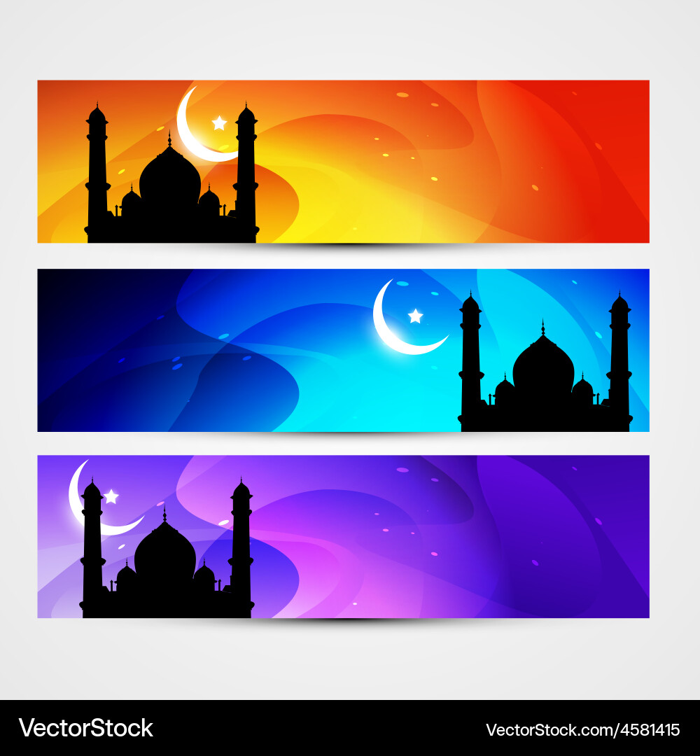 Colorful eid headers Royalty Free Vector Image