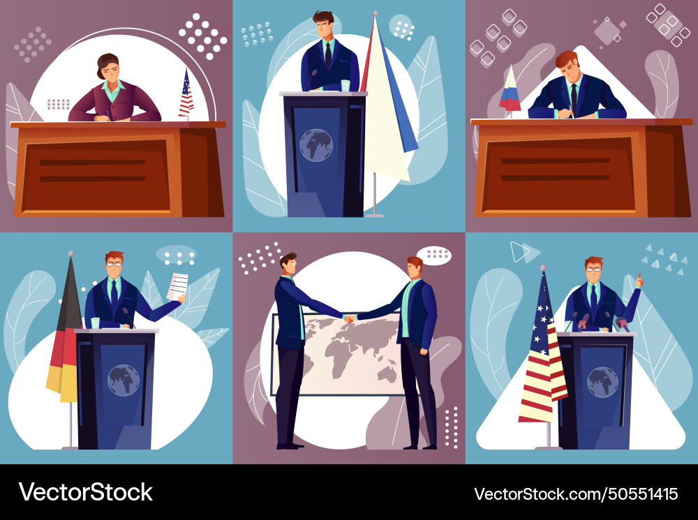 Diplomacy composition set Royalty Free Vector Image