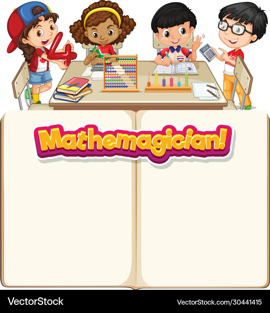 Frame template design with happy kids in classroom