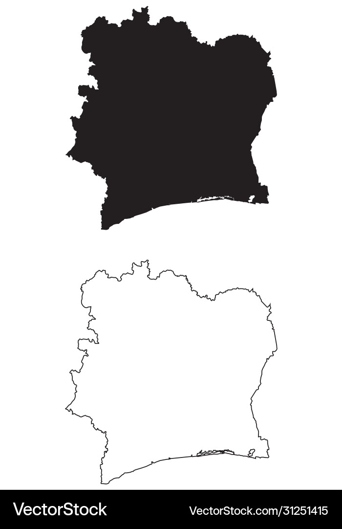 Ivory coast country map black silhouette Vector Image