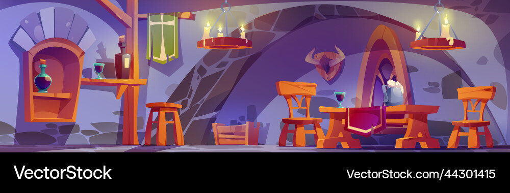 Medieval tavern in castle dungeon ancient bar Vector Image
