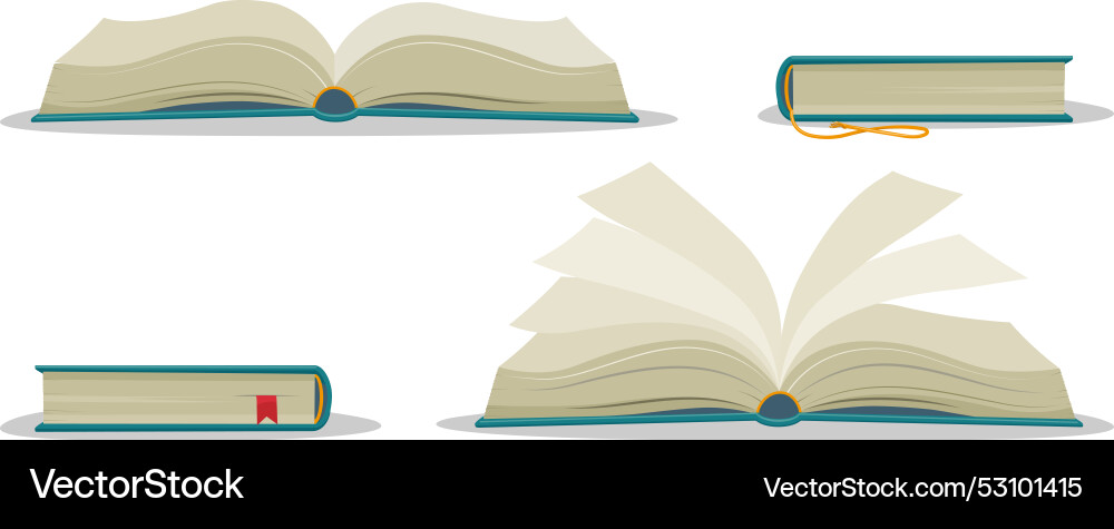 Opened and closed book set Royalty Free Vector Image