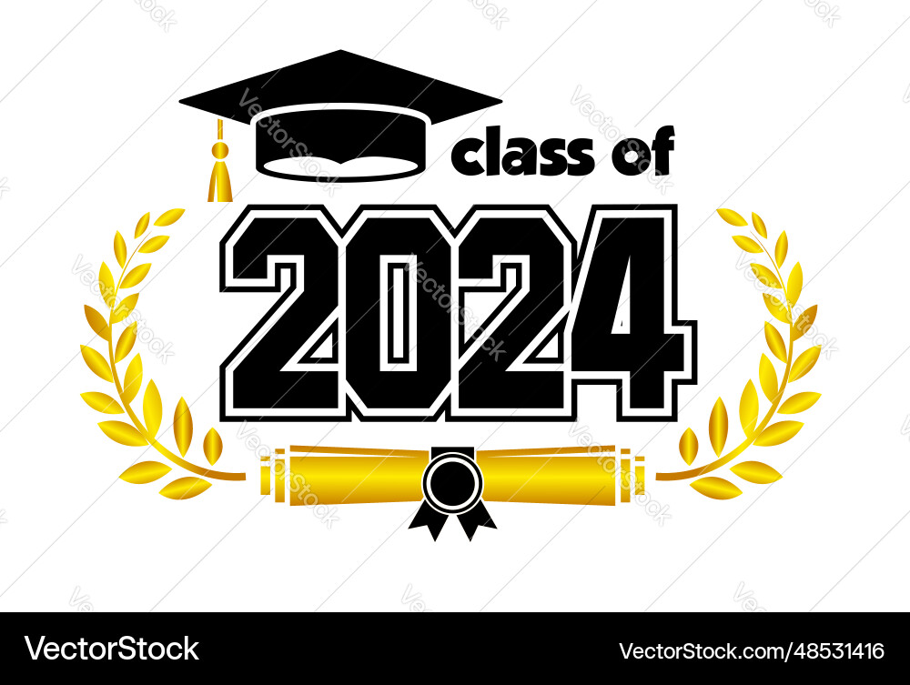 2024 Graduate Celebration Logo Royalty Free Vector Image