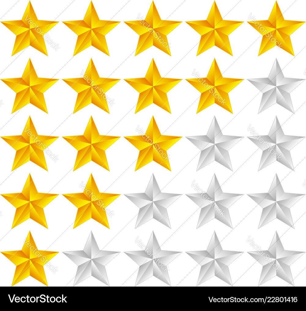 3D Star Rating Template Royalty Free Vector Image
