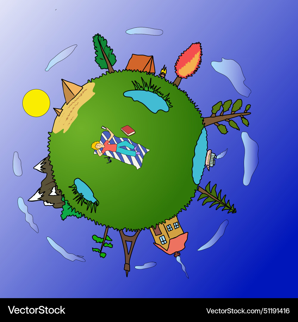 A small round world planet earth in the middle Vector Image