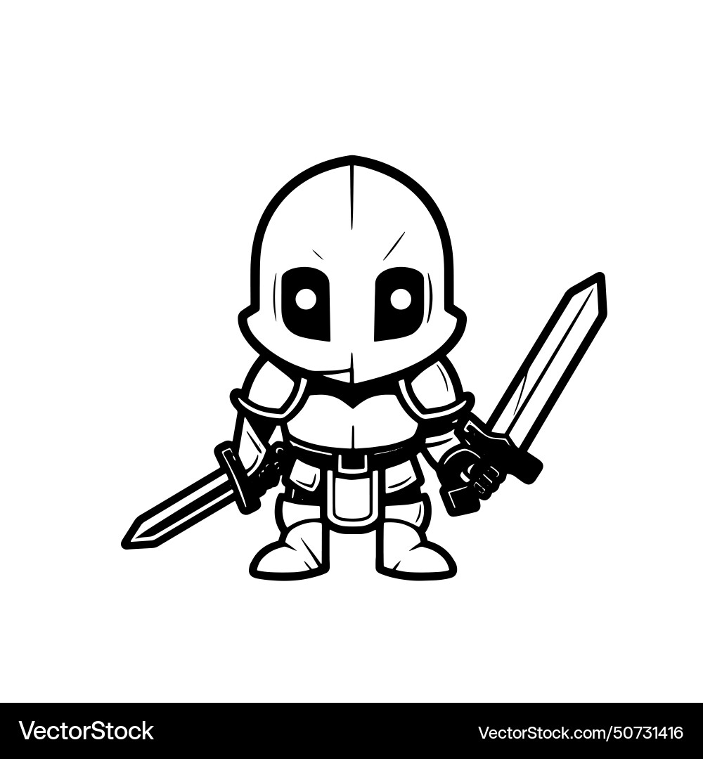 Cartoon cute warrior minimalist hand drawn Vector Image