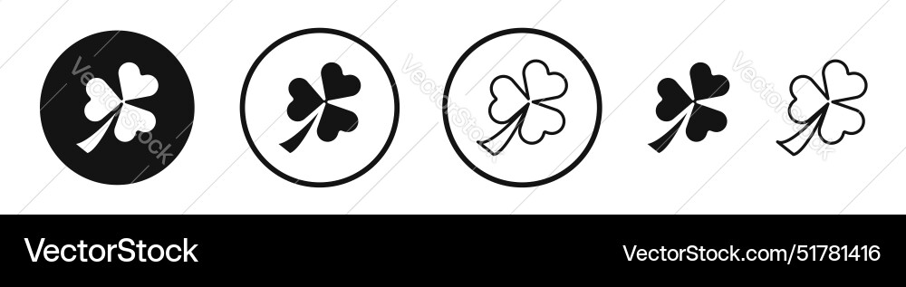 Clover icon set black filled and outlined style Vector Image