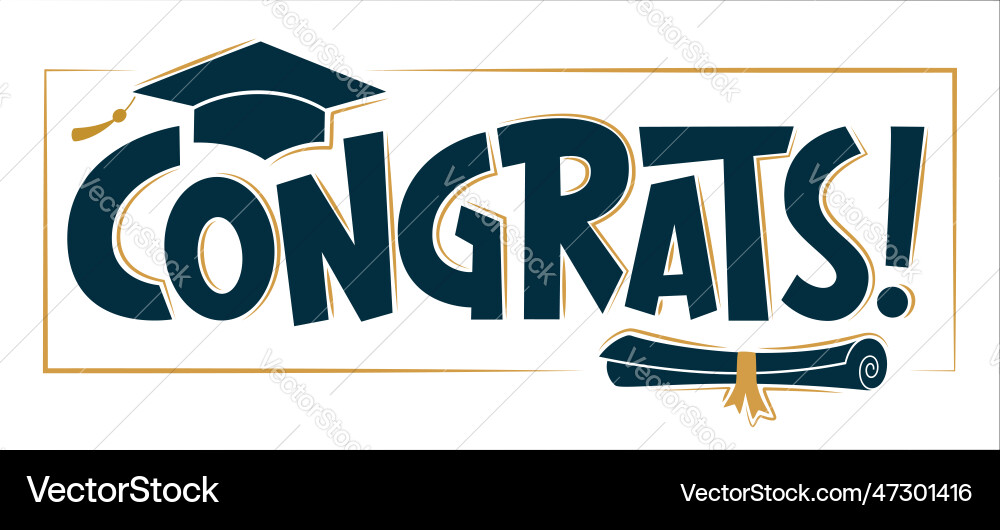 Congrats greeting sign with academic cap Vector Image