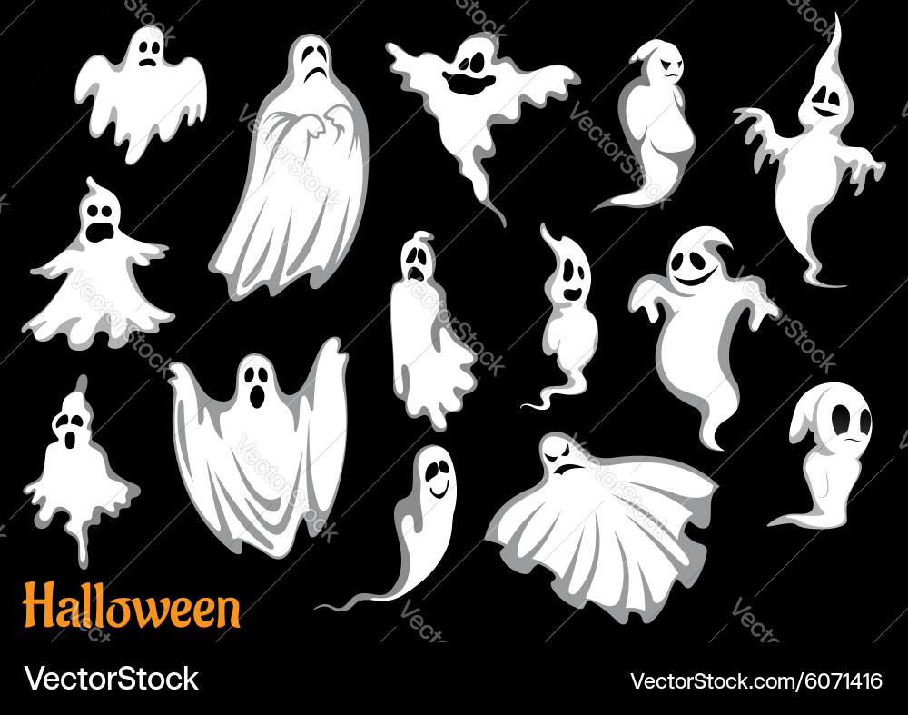 Eerie flying halloween ghosts and monsters Vector Image