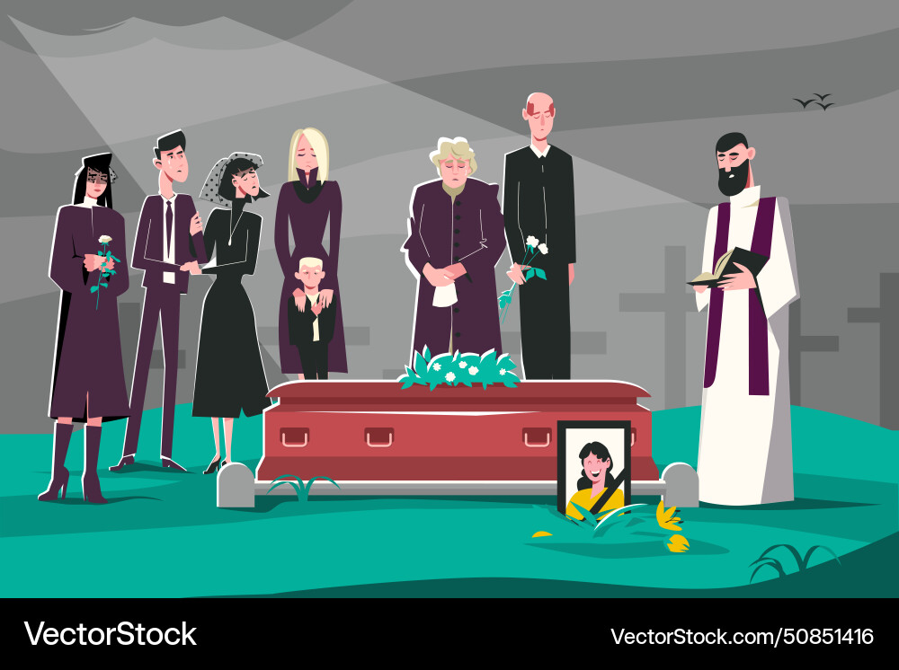Flat funeral death composition Royalty Free Vector Image