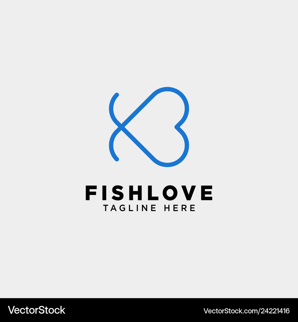 Heart Fish Logo Template Royalty Free Vector Image