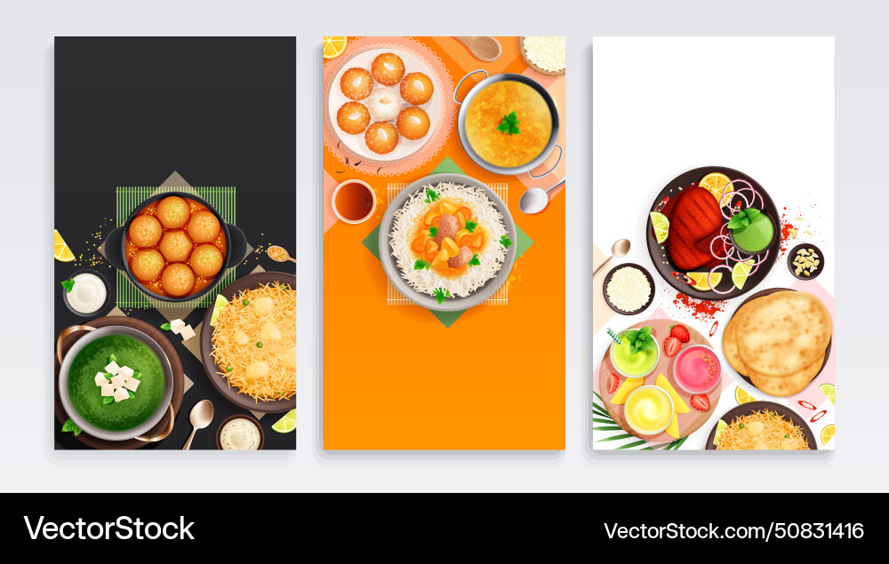 Indian cuisine cards set Royalty Free Vector Image