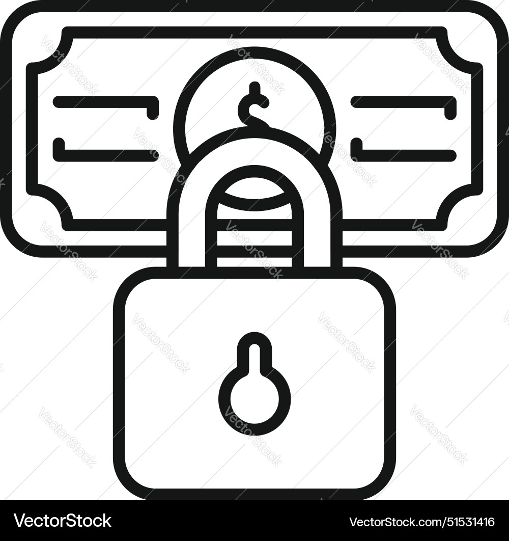 Money security padlock icon minimal design Vector Image
