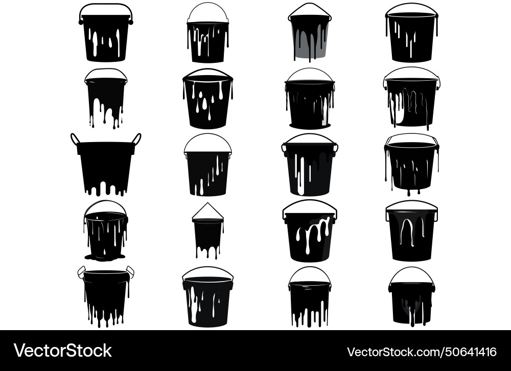 Paint melting bucket silhouette icon Royalty Free Vector
