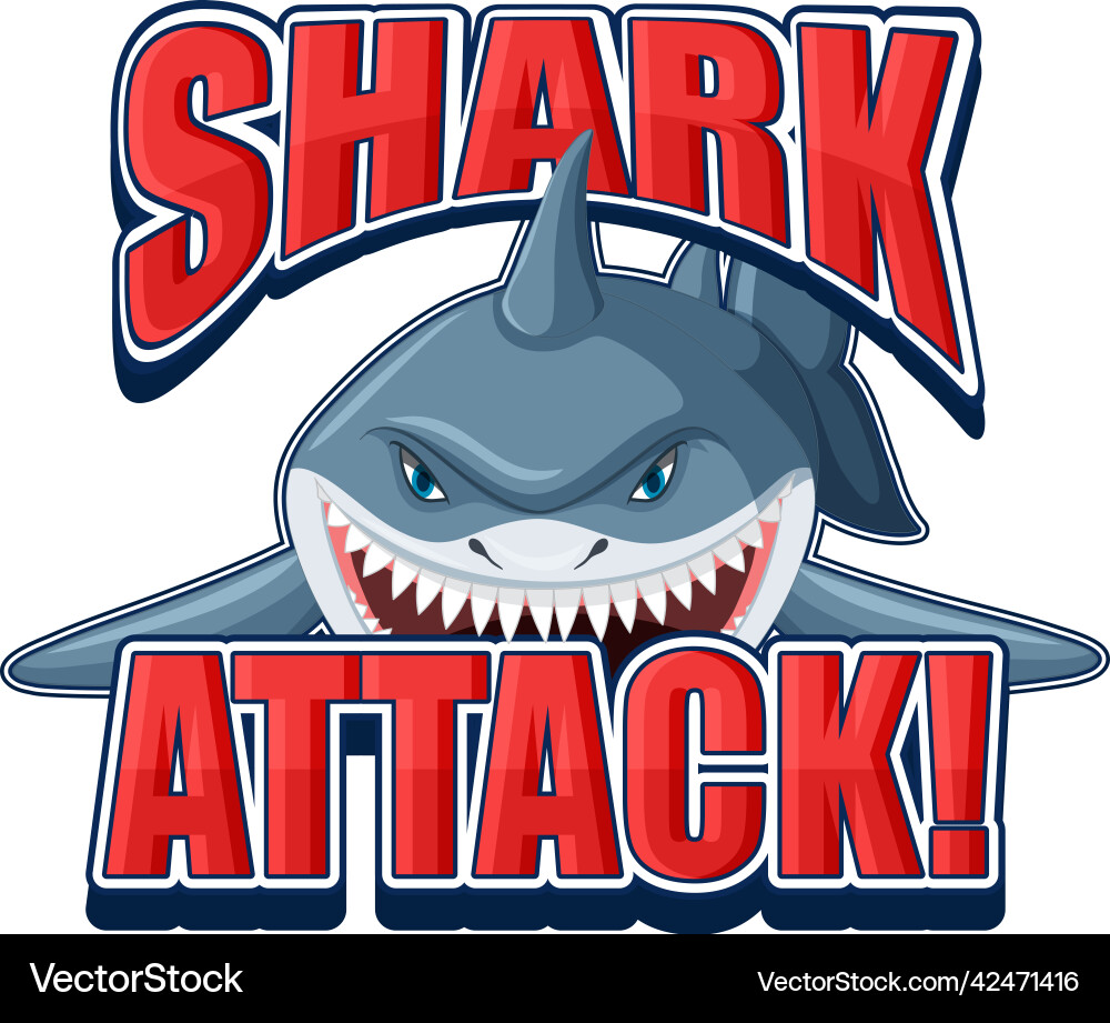 Shark attack font logo with cartoon aggressive Vector Image