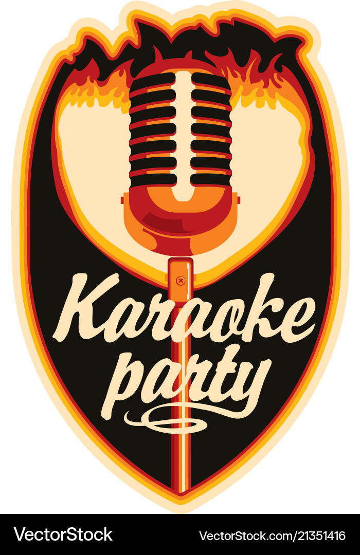 Sticker for a karaoke party Royalty Free Vector Image