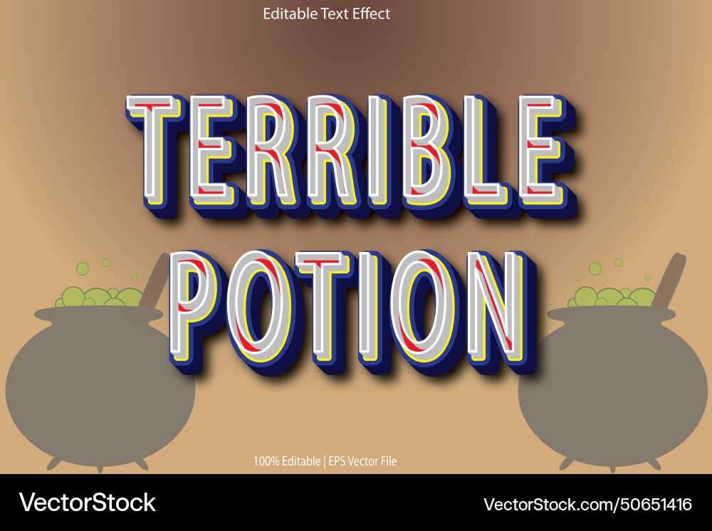Terrible potion editable text effect 3d emboss Vector Image