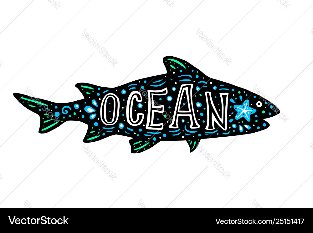 Black silhouette shark Royalty Free Vector Image