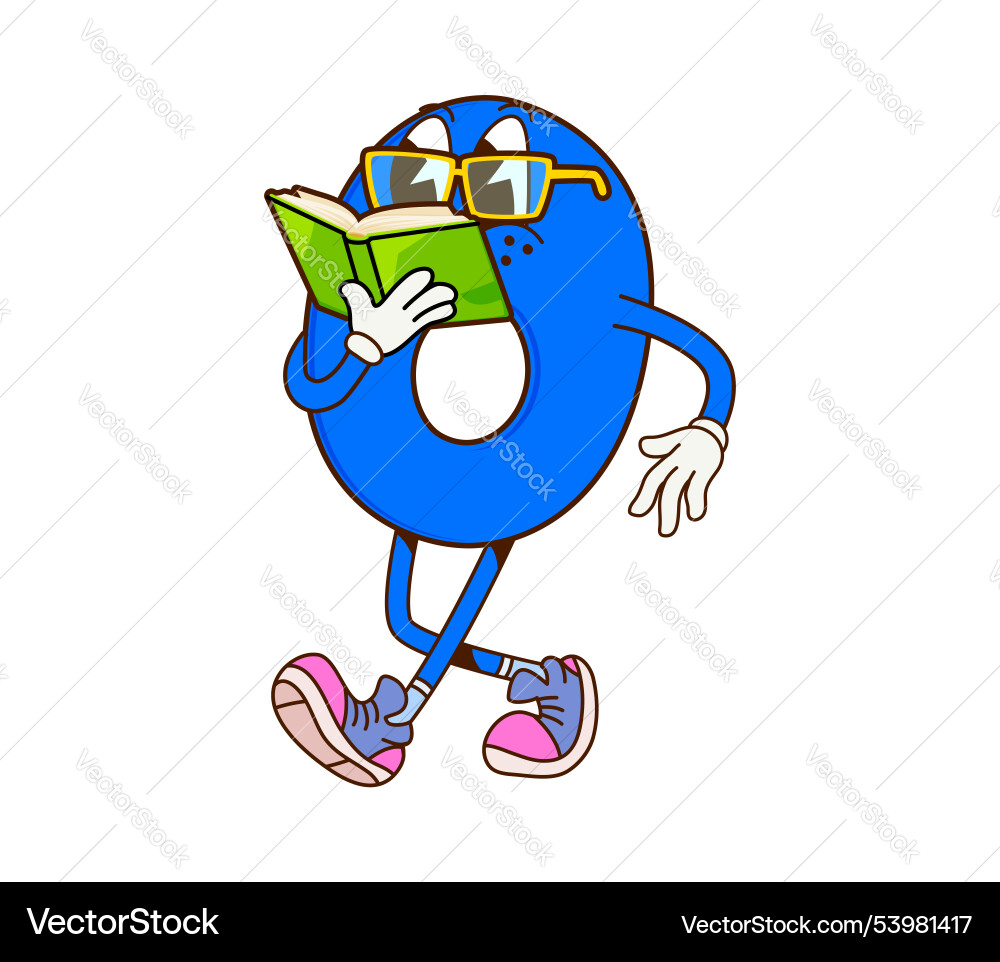 Cartoon groovy math number null Lesetextbuch Vektorbild