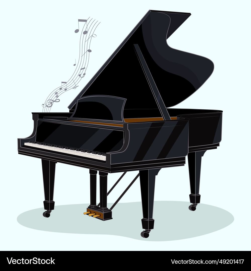 Cartoon Klavier und Noten Lizenzfreies Vektorbild