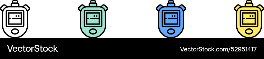 Chronometer icon outline green blue and yellow Vector Image