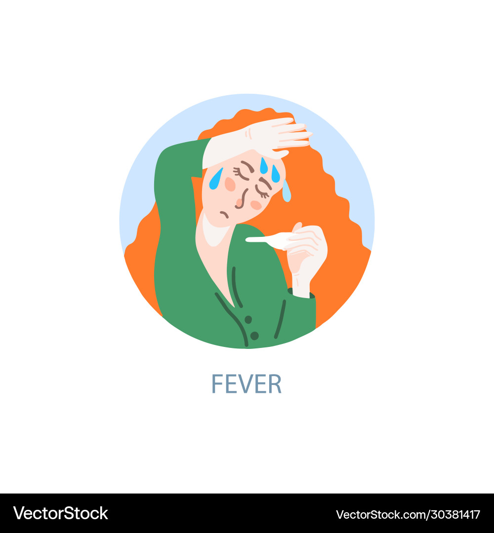 Fever - symptom coronavirus hand drawing icon Vector Image