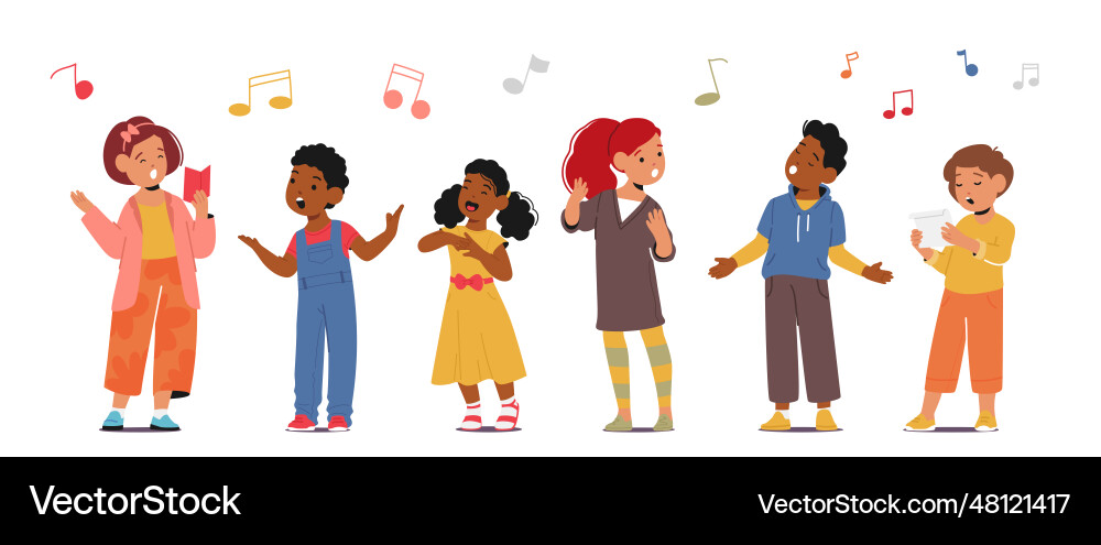 Happy Children Singing Together Royalty Free Vector Image