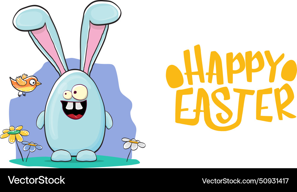 Happy easter greeting card with funny cartoon Vector Image