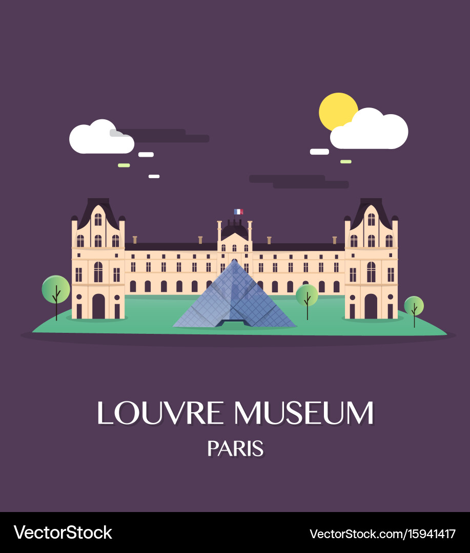 Louvre Museum, Paris Royalty Free Vector Image