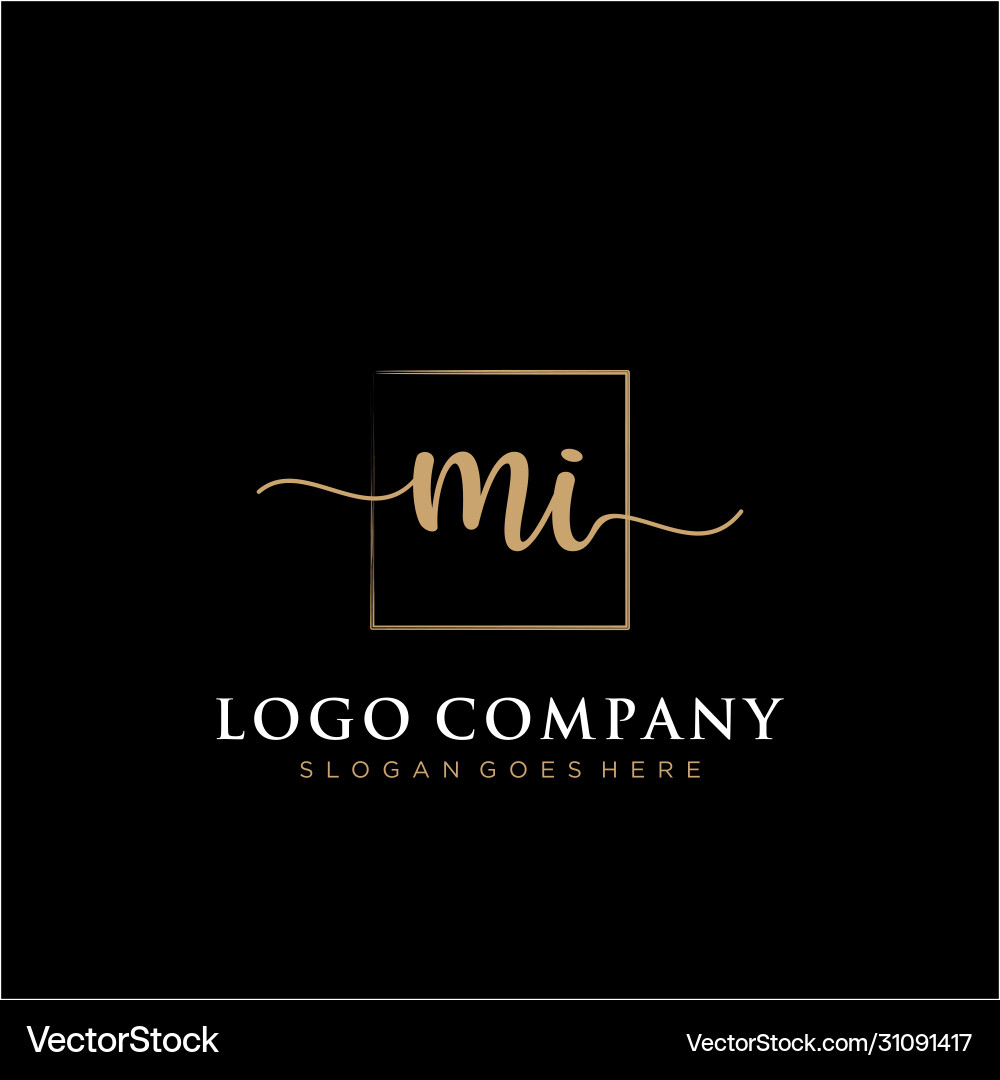 Mi initial handwriting logo with rectangle – Royalty-Free Vector ...