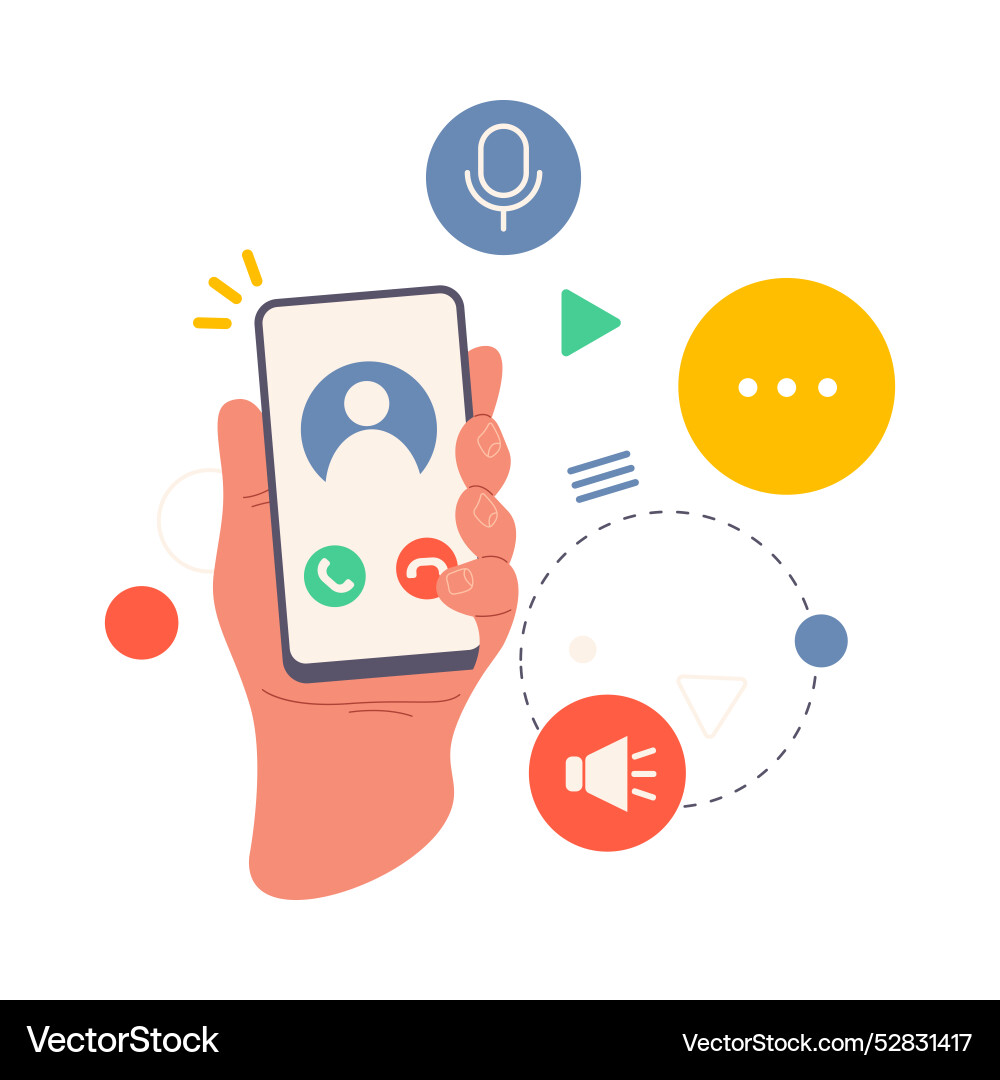 Mobile phone contact calling and answering call Vector Image