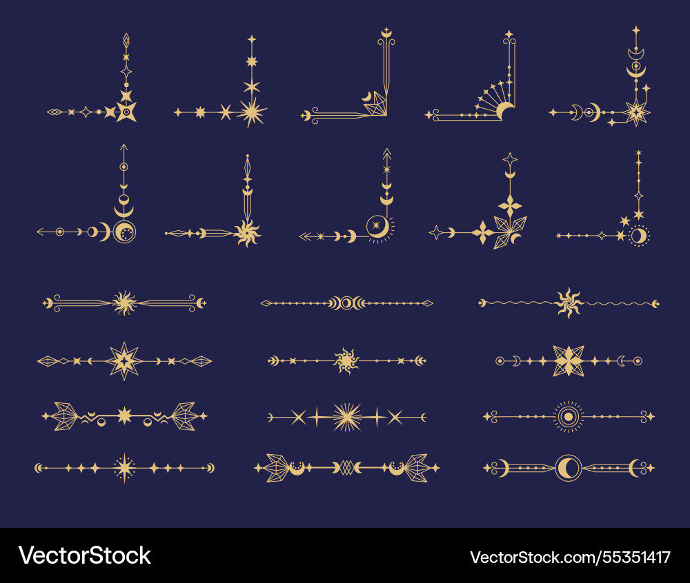 Mystic Tarot Frame Elements Royalty Free Vector Image