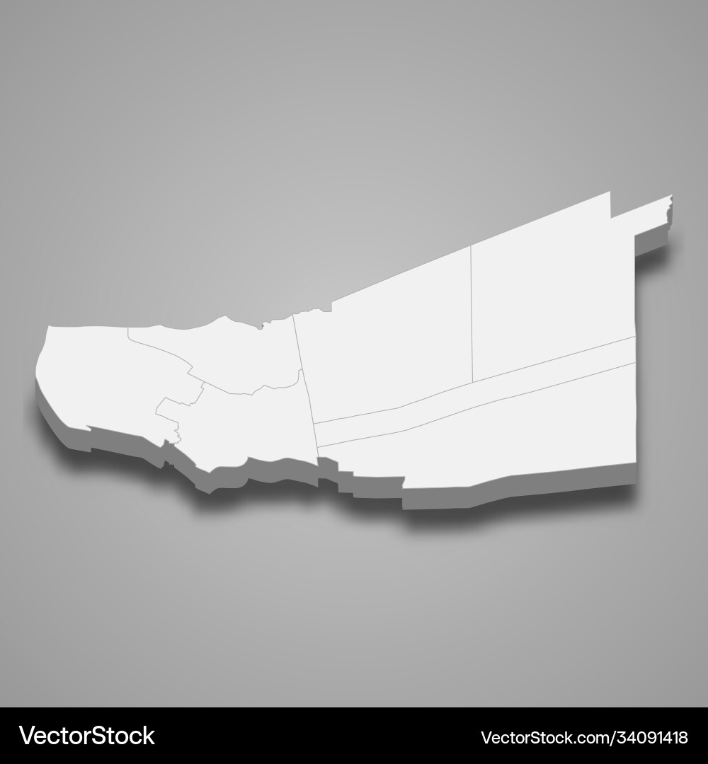 3D Map of Pathum Thani, Thailand Royalty Free Vector Image