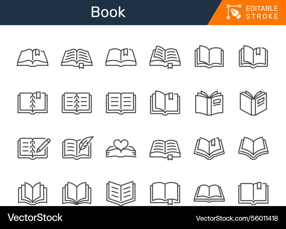 Book thin line icons Royalty Free Vector Image