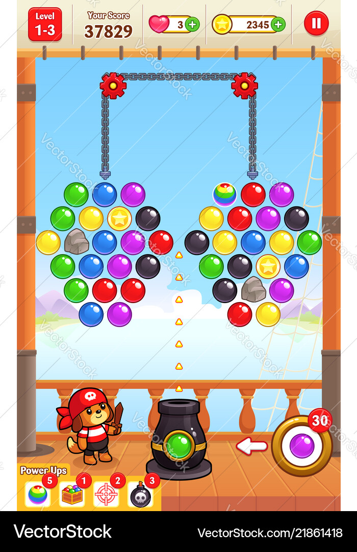 Cannon ball shooter game assets Royalty Free Vector Image