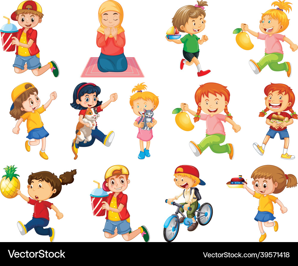 Children doing different activities cartoon Vector Image