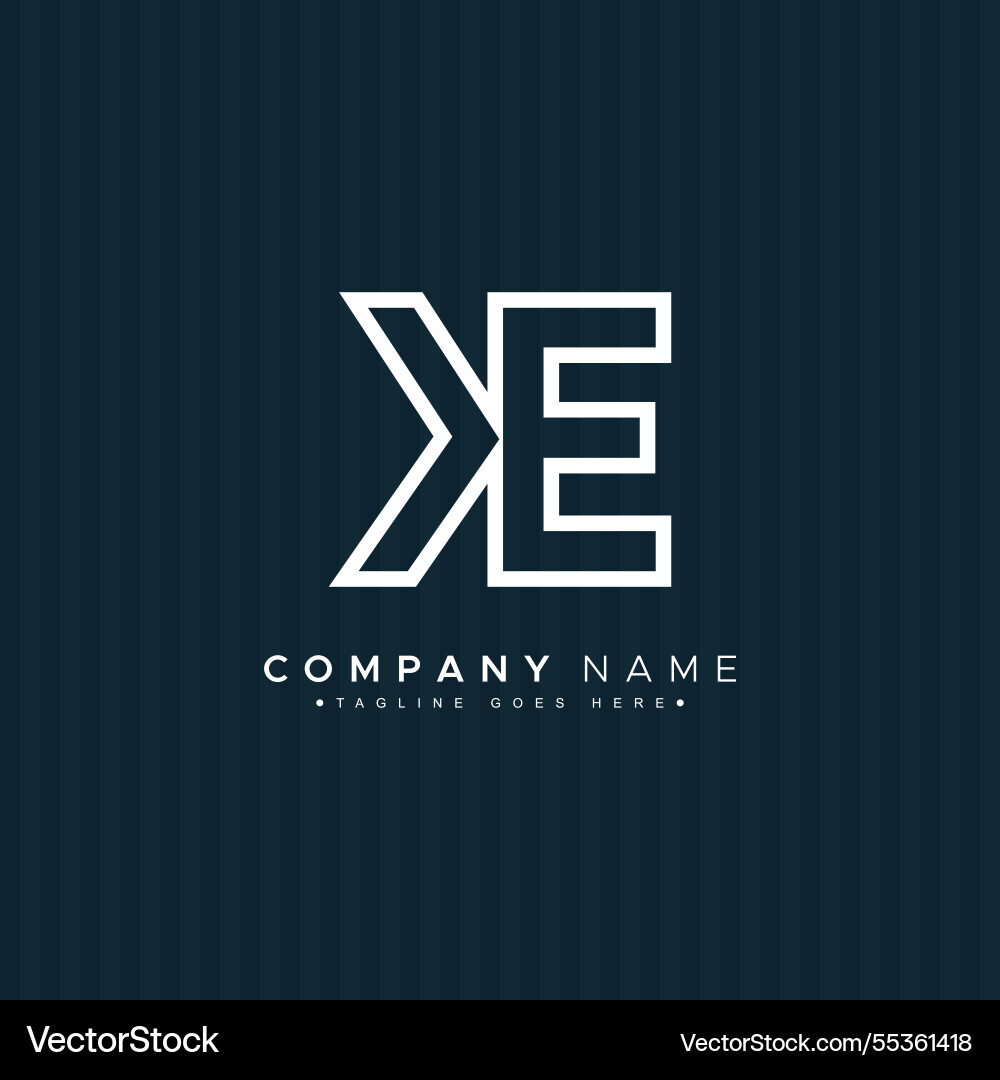 Creative logo for initials ke in monogram style Vector Image